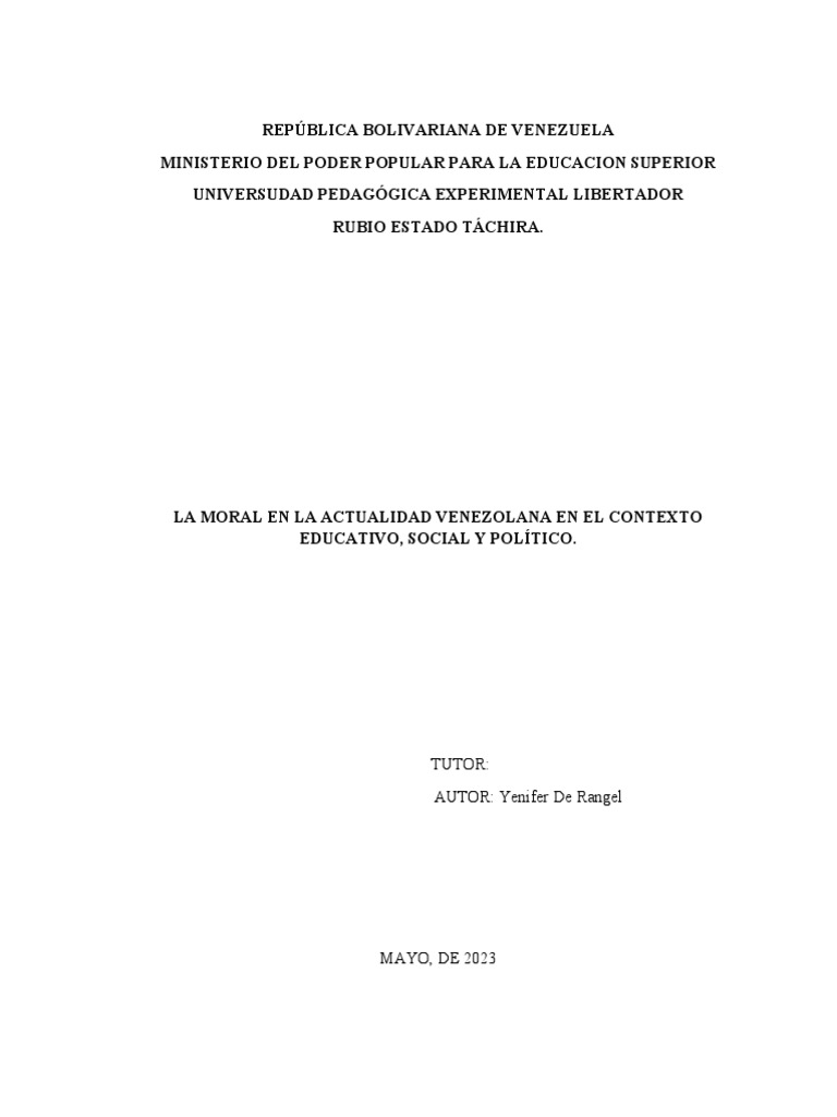 Crisis Moral en Venezuela Actual | PDF | Moralidad | Venezuela