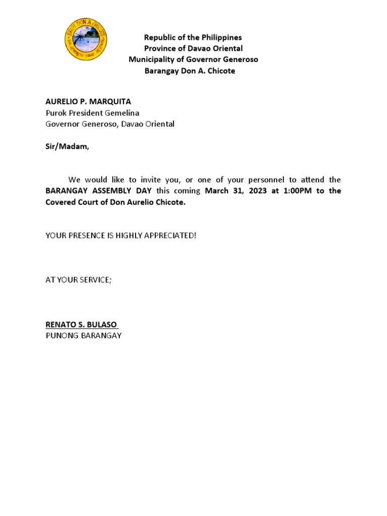 Letter of Assembly | PDF