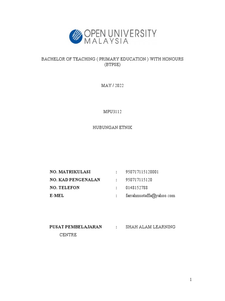 Assignment Mpu3112 New | PDF