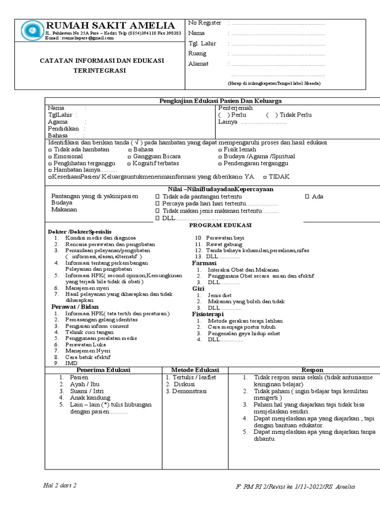 RM 02 (Catatan Informasi Dan Edukasi Terintegrasi) | PDF