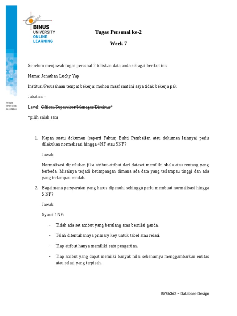 Tugas Personal 2 Database Design | PDF