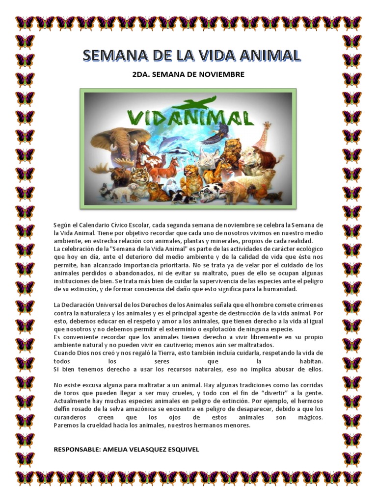 Semana de la Vida Animal: Cuidado y Derechos | PDF | Hogar, jardinería ...