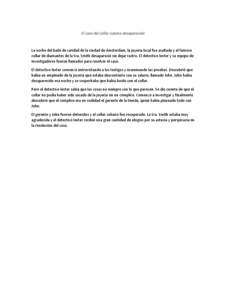 El Caso Del Collar Cubano Desaparecido | PDF