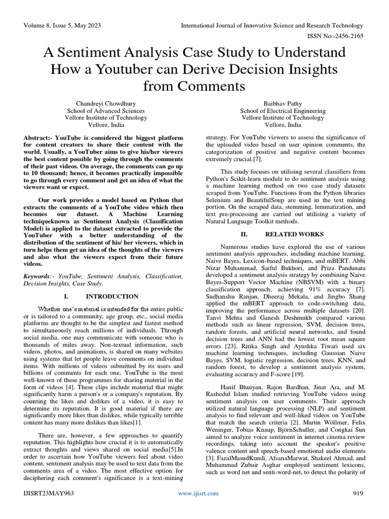 A Sentiment Analysis Case Study To Understand How A Youtuber Can Derive ...