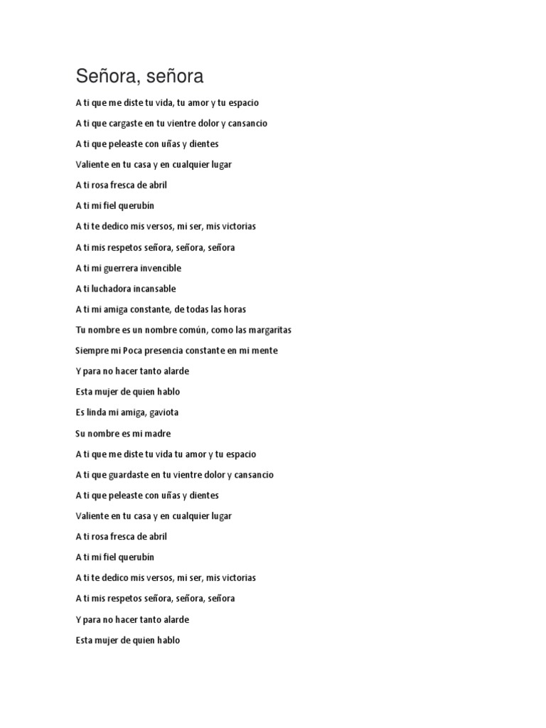 Letra Señora Señora | PDF