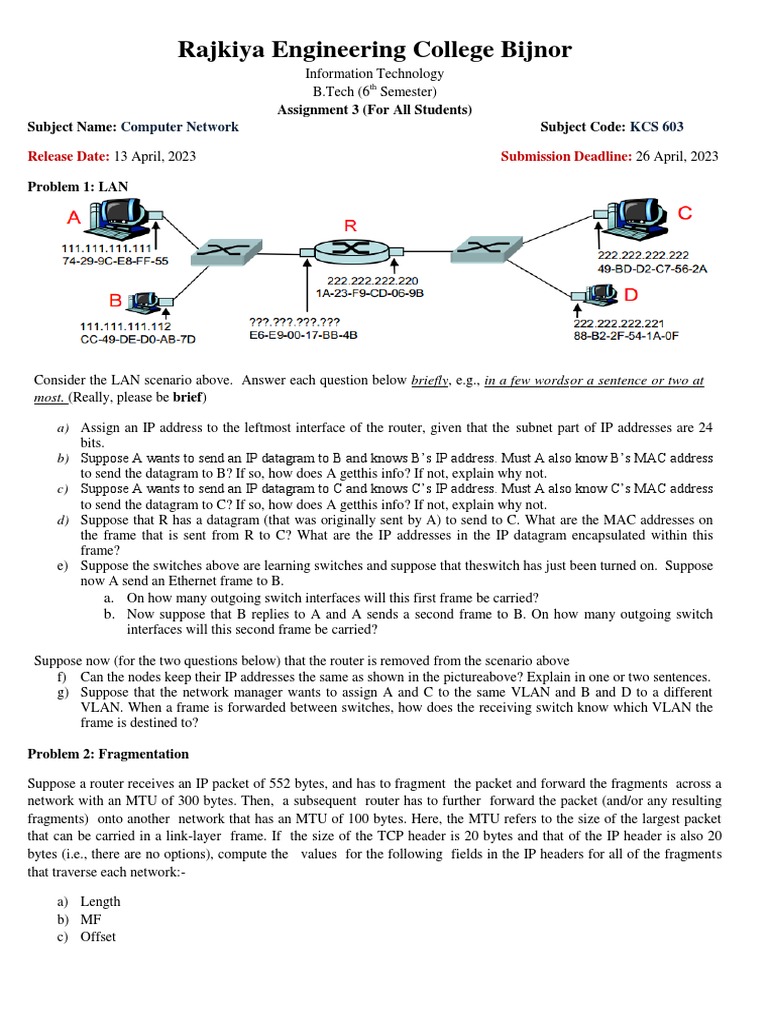 CN Assignment 3 2022-23 | PDF | Internet Protocols | Router (Computing)