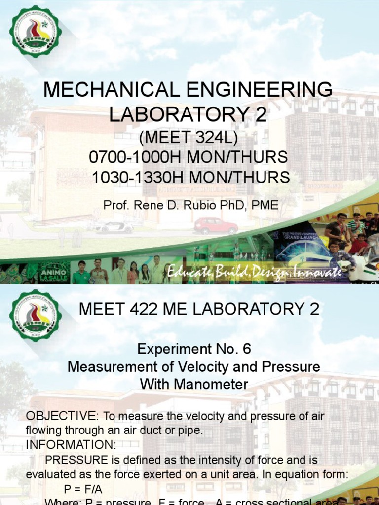Mechanical Engg Lab2 Midterm Module 6 Velocity Pressure | PDF