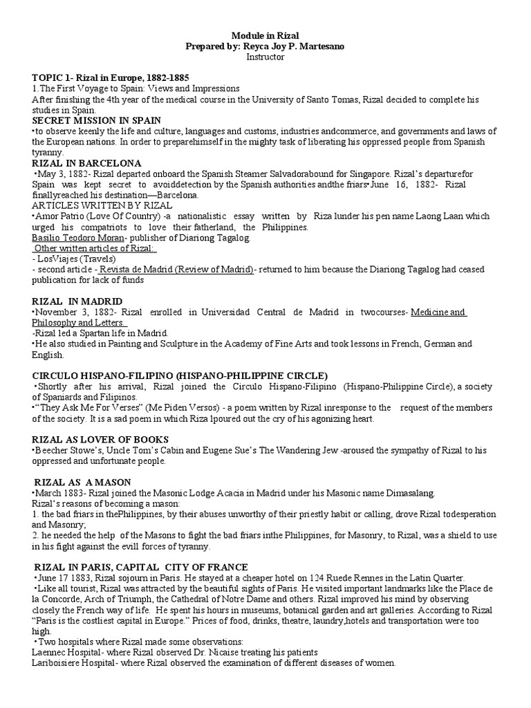 Rizal Module | PDF
