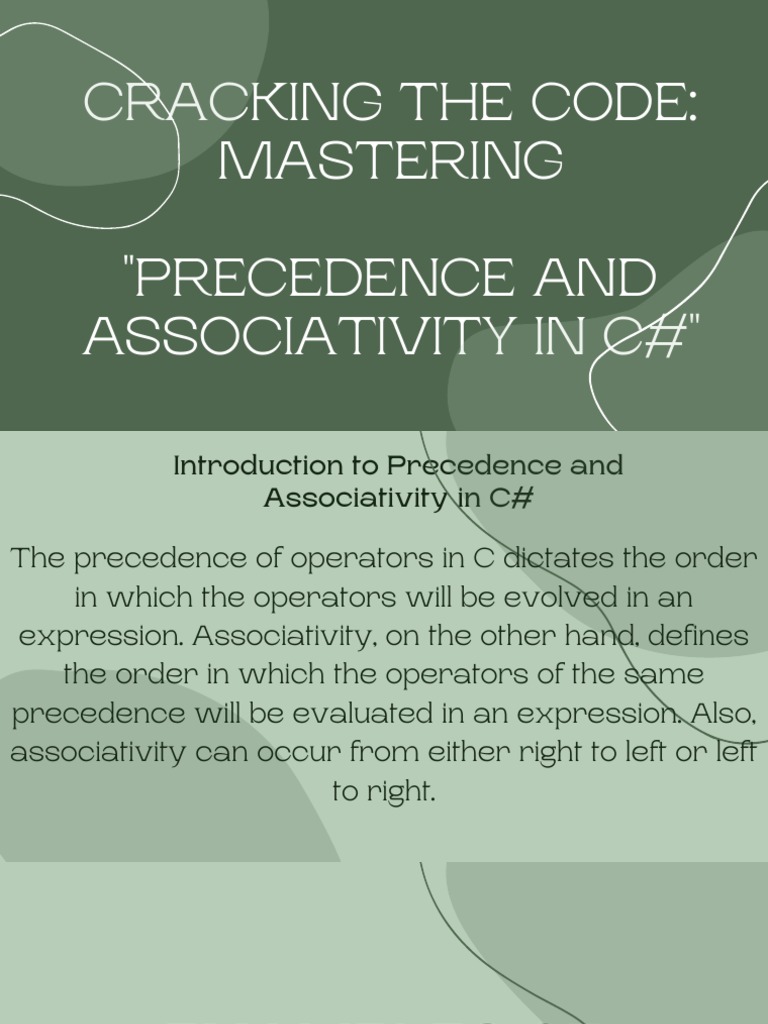 Precedence and Associativity in C 1 | PDF