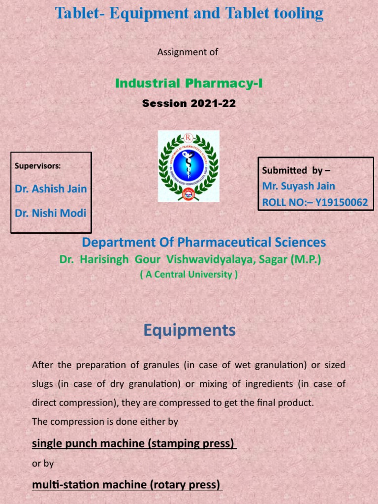 Ind Pharm 5th Sem | PDF | Tablet (Pharmacy) | Equipment