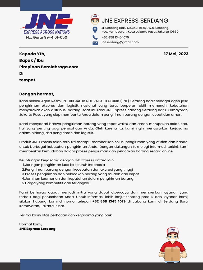 Kepala Surat Penawaran Kerjasama JNE Serdang | PDF | Karier ...