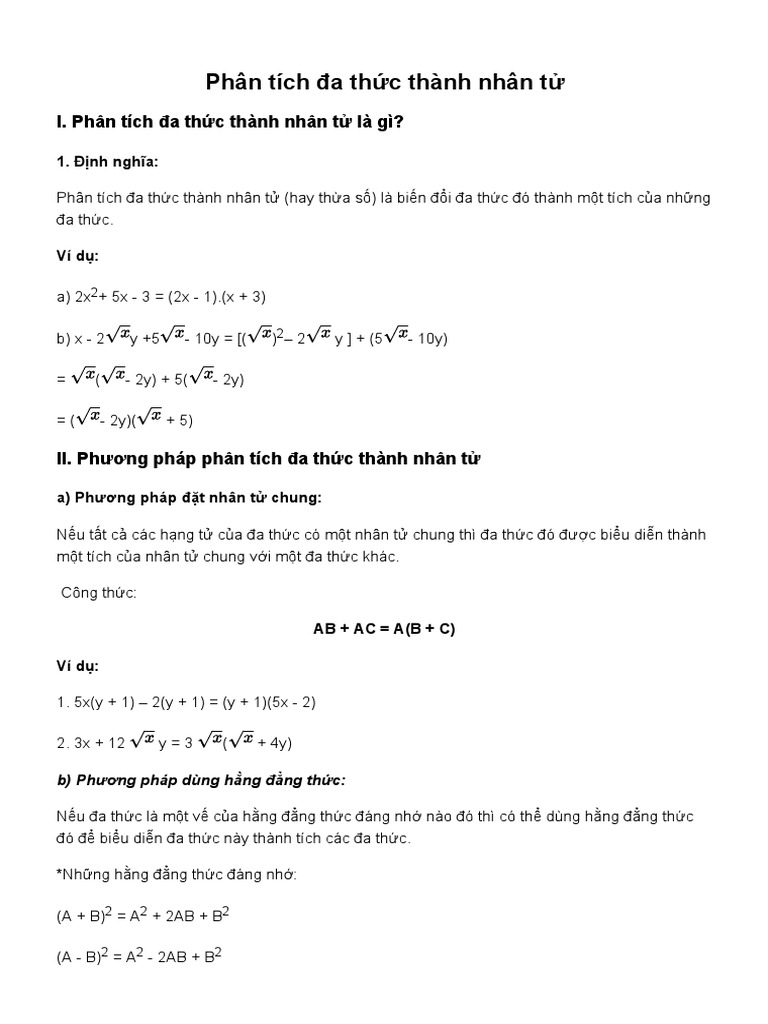 Bai Tap Phan Tich Da Thuc Thanh Nhan Tu | PDF
