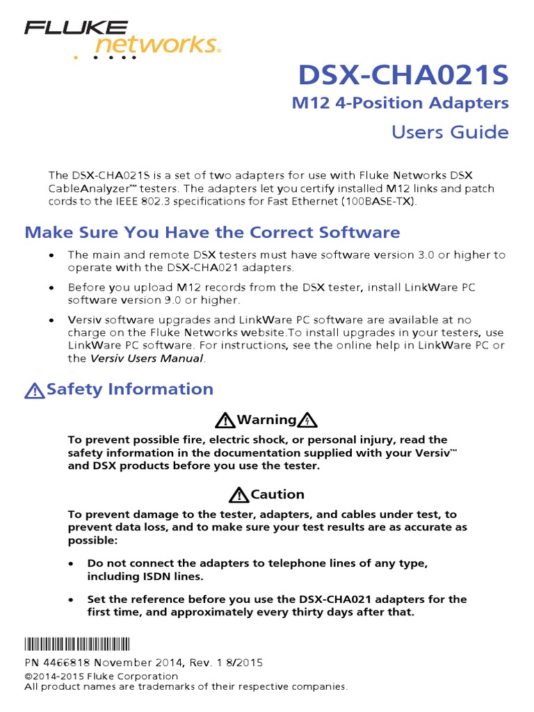 Fluke DSX CableAnalyzer - 9830223-C-En | PDF | Software Testing ...