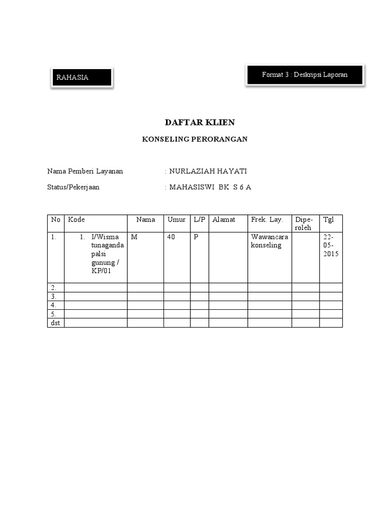 Form Daftar Klien | PDF