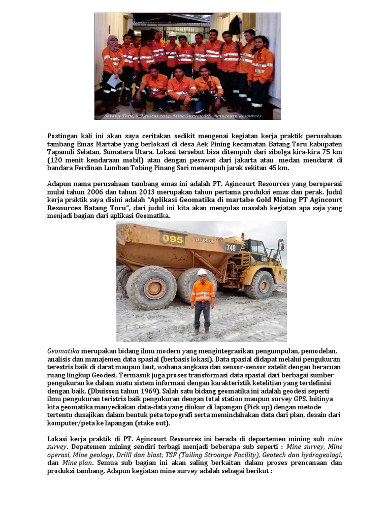 Aplikasi Geomatika Di Martabe Gold Mining PT Agincourt Resources Batang ...