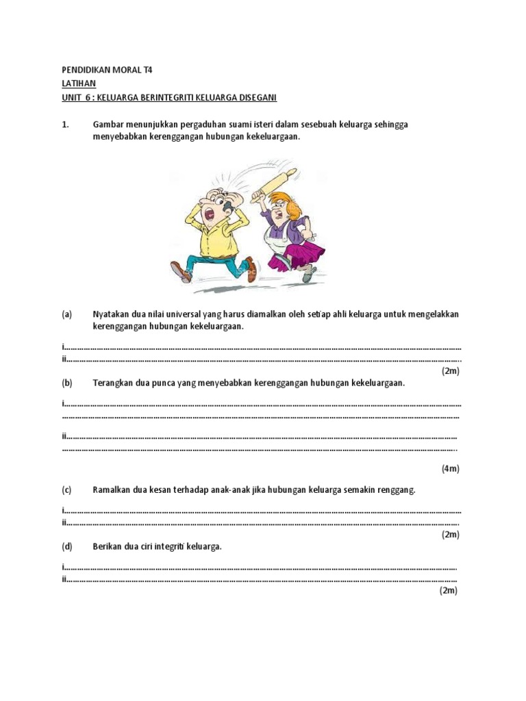 Pendidikan Moral t4 Latihan (Unit 6) | PDF