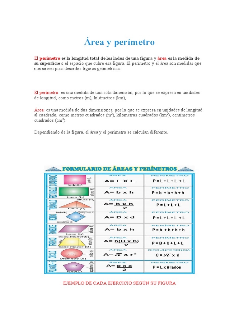 Ejemplos de Área y Perímetro | PDF | Rectángulo | Triángulo