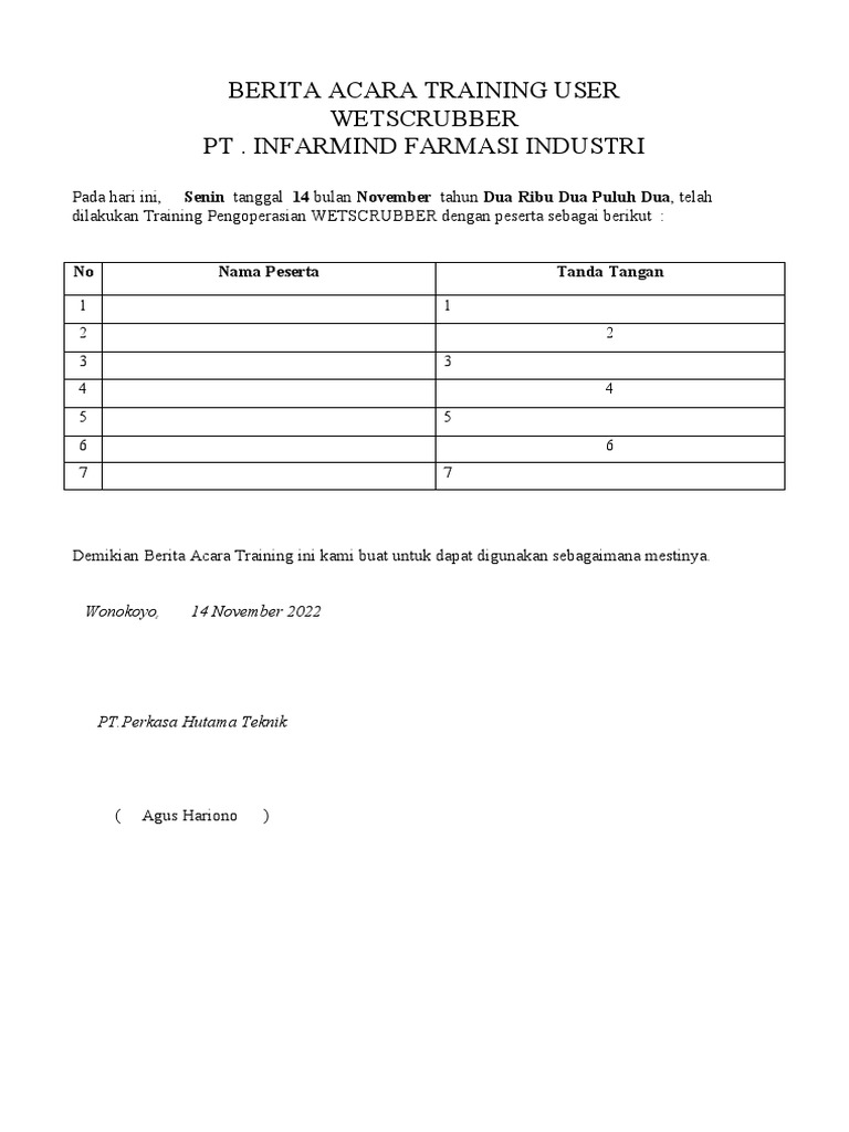 Berita Acara Training | PDF
