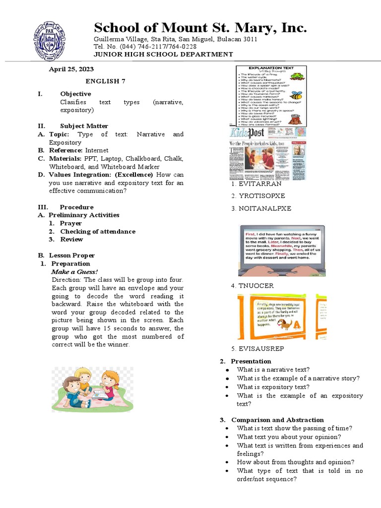 Revise Lp7 Text Type (Narrative, Expository) | PDF | Cognition | Human Communication