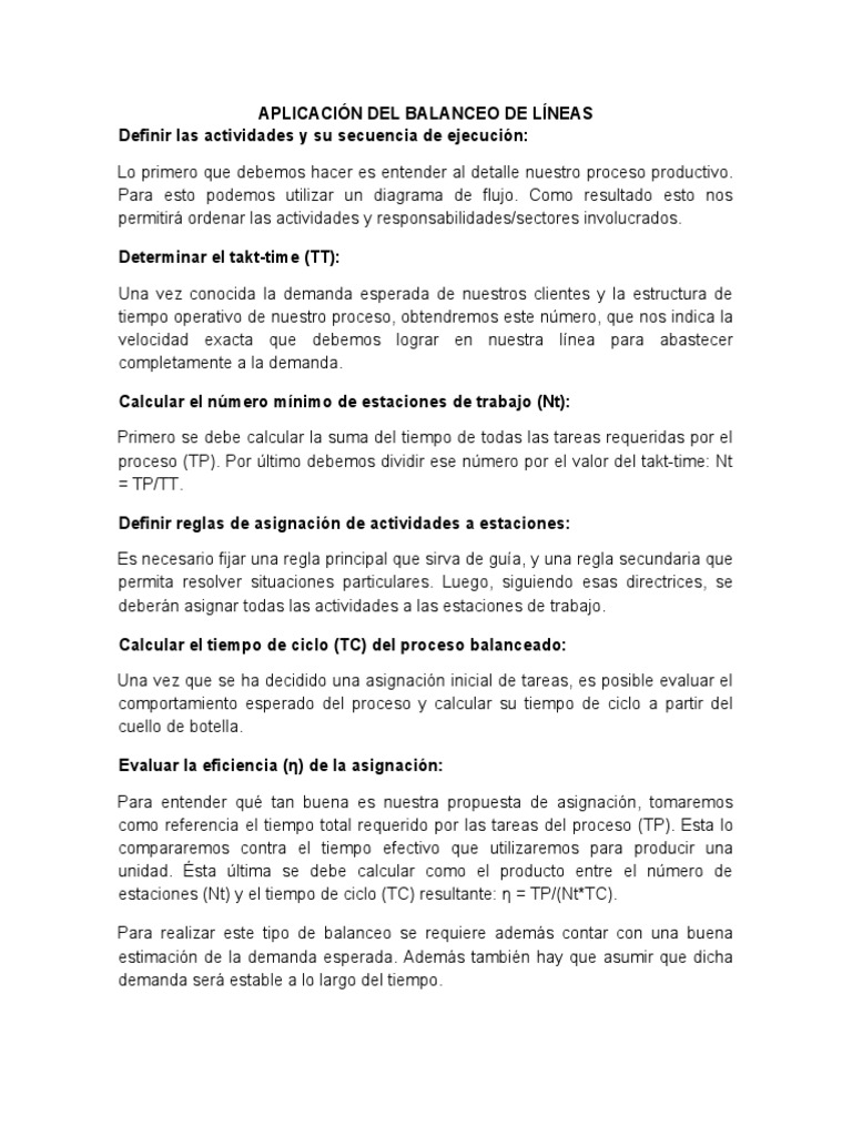 Balanceo de Líneas en Procesos Productivos | PDF