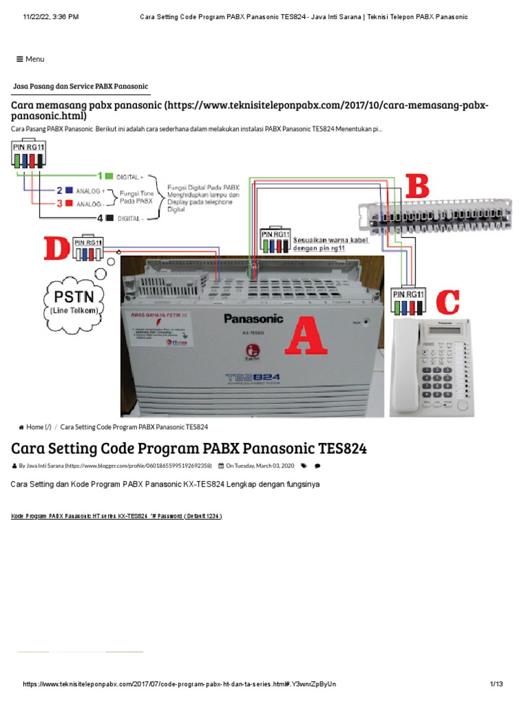 Cara Setting Code Program PABX Panasonic TES824 - Java Inti Sarana ...