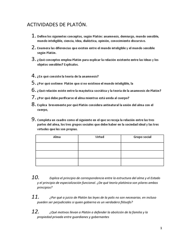 Actividades de Platon | PDF