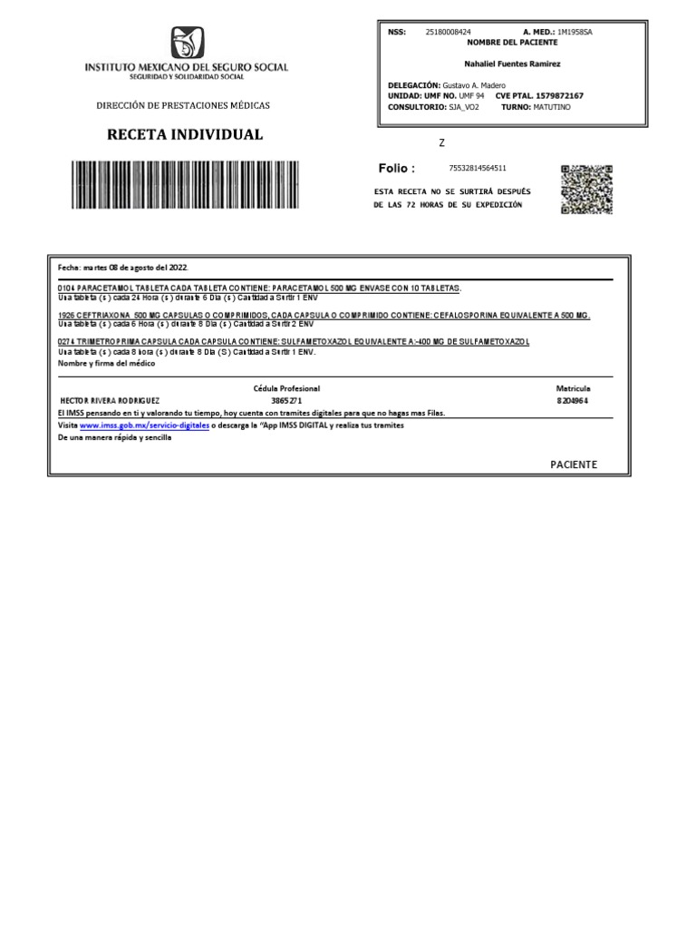 Receta-IMSS Editable | PDF | Drogas