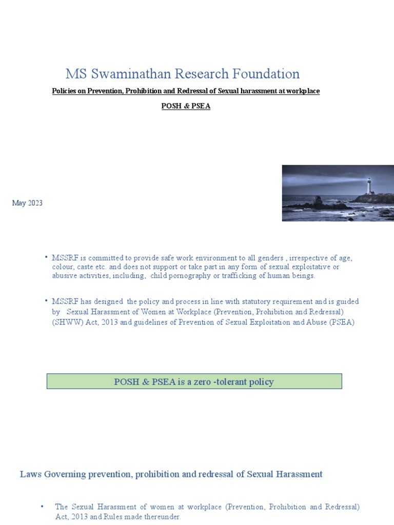 MSSRF Workshop On POSH & PSEA | PDF | Sexual Harassment | Employment