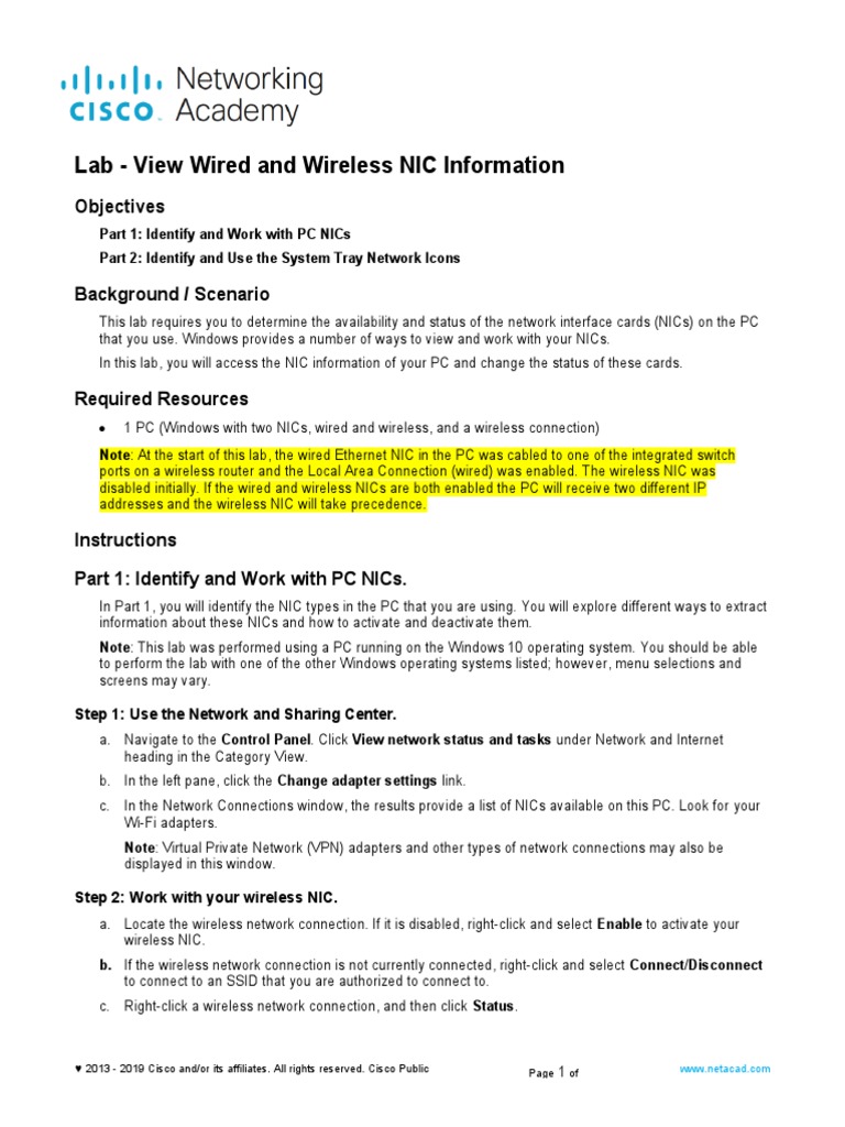 4.6.6 Lab View Wired and Wireless Nic Information | PDF | Network Interface Controller | Ip Address