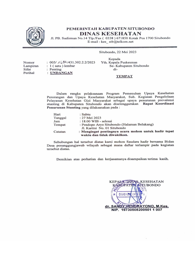 Surat Undangan Rakor Kapus | PDF