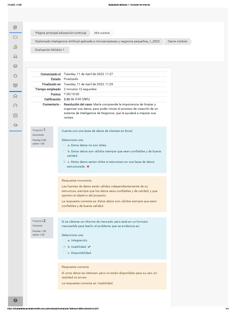 Evaluación Módulo 1_ Revisión del intento | PDF | Informática