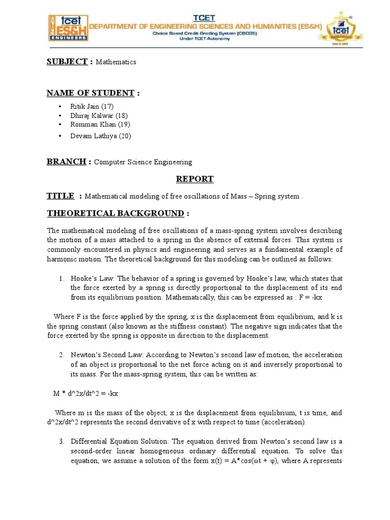 PPS Project Report | PDF | Oscillation | Differential Equations
