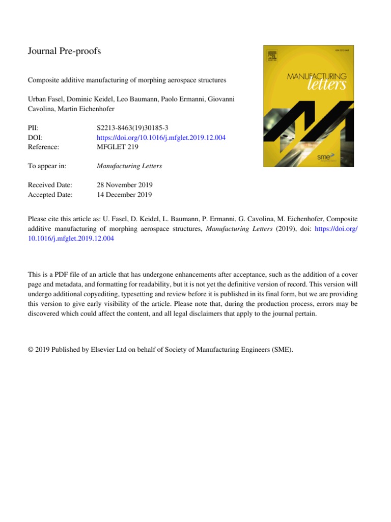 Journal Pre-Proofs: Manufacturing Letters | Download Free PDF ...