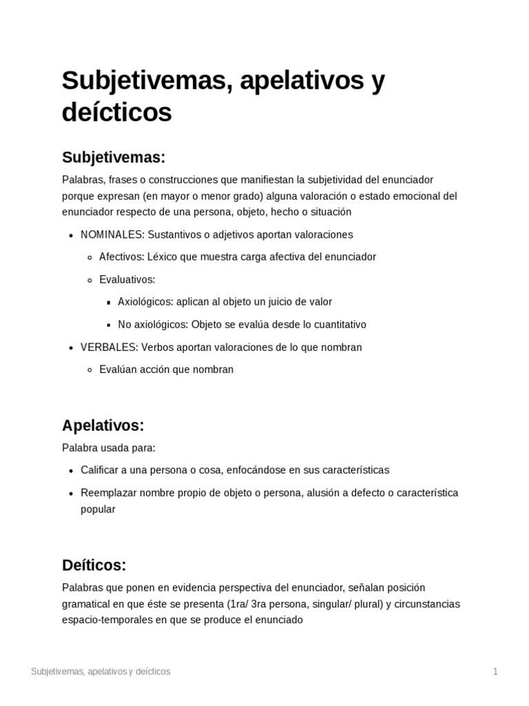 Subjetivemas Apelativos Deicticos | PDF
