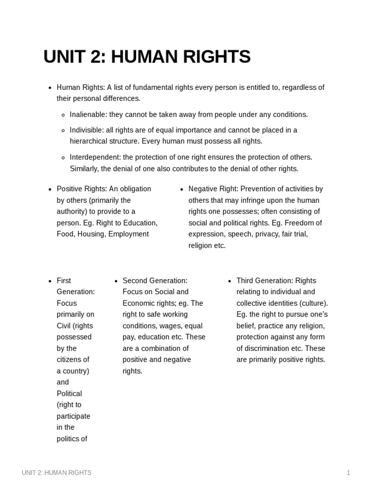 Unit 2 Human Rights | PDF | Human Rights | Rights