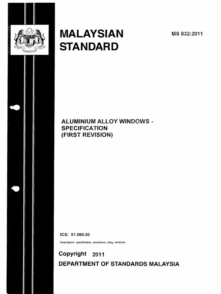 MS 832 - 2011 Aluminium Alloy Windows-Specification | PDF
