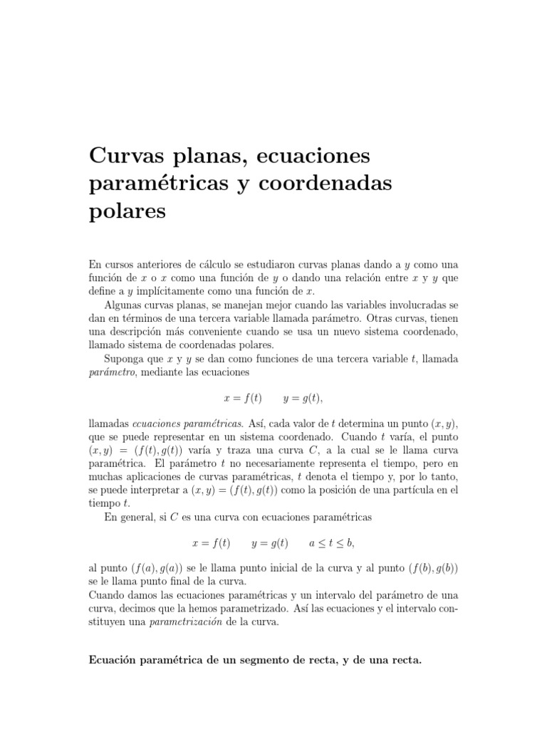 Curvas Planas | PDF | Vector Euclidiano | Curva