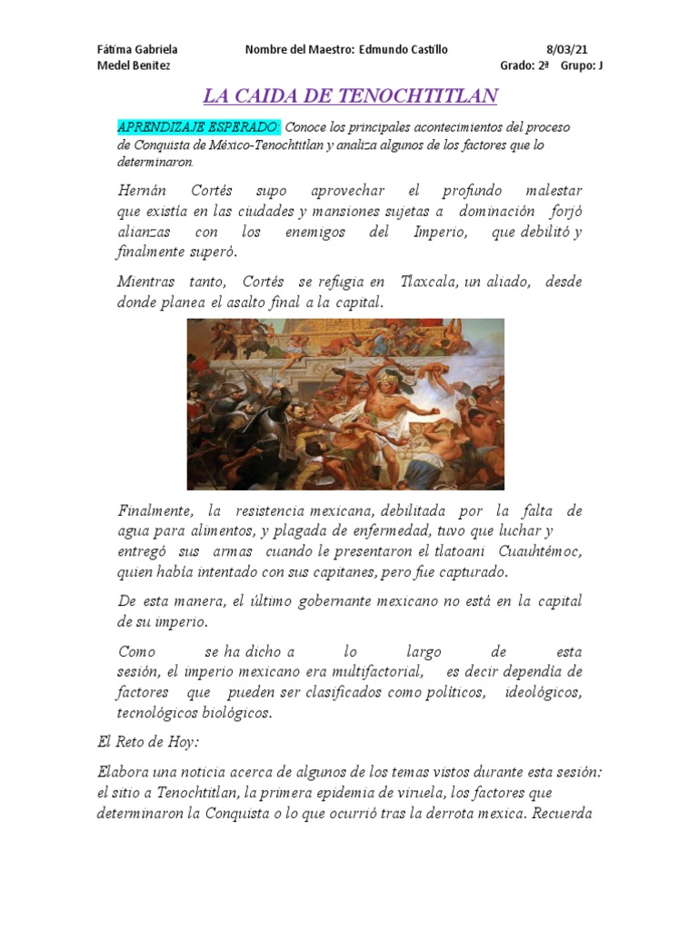 La Caída de Tenochtitlan en 1521 | PDF | Hernán Cortés | America latina