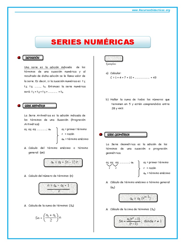Ejercicios y Ejemplos de Series Numéricas | PDF | Análisis matemático ...