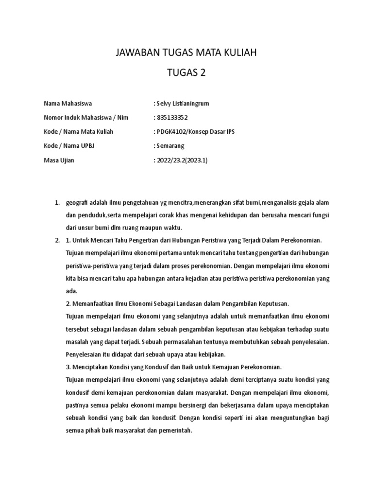 Jawaban TMK Konsep Dasar IPS | PDF