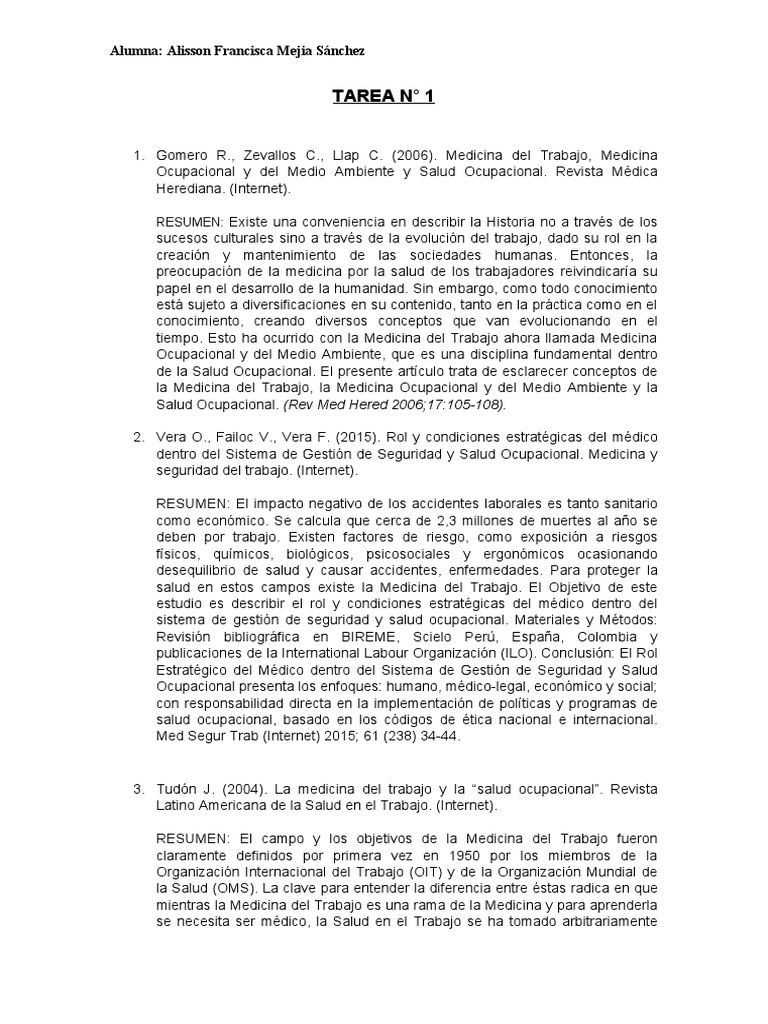 Tarea N1 | PDF | Seguridad y salud ocupacional | Medicina
