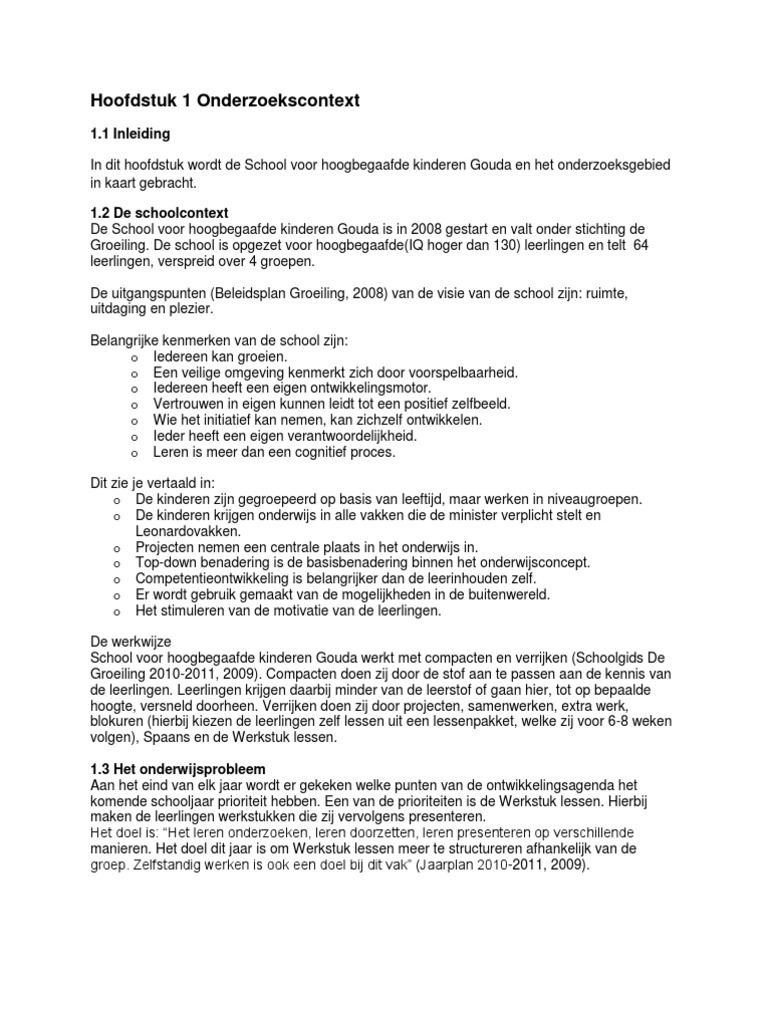 Voorbeeld Hoofdstuk 1 Onderzoekscontext | PDF