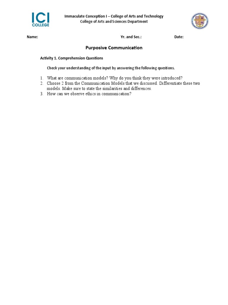 Week 3. Activity 2. Communication Processes Principles and Ethics | PDF