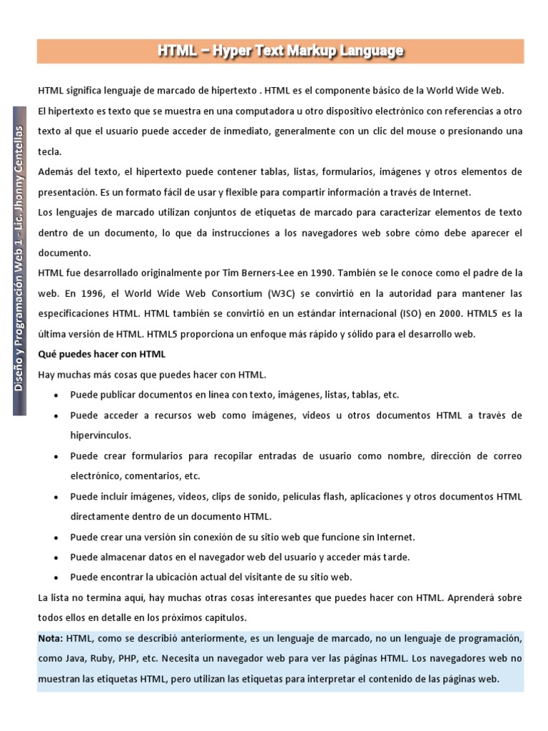 HTML5 (Parte1) | PDF | HTML | Red mundial