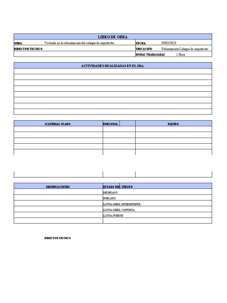 LIBRO DE OBRA (Formato) - 1 | PDF