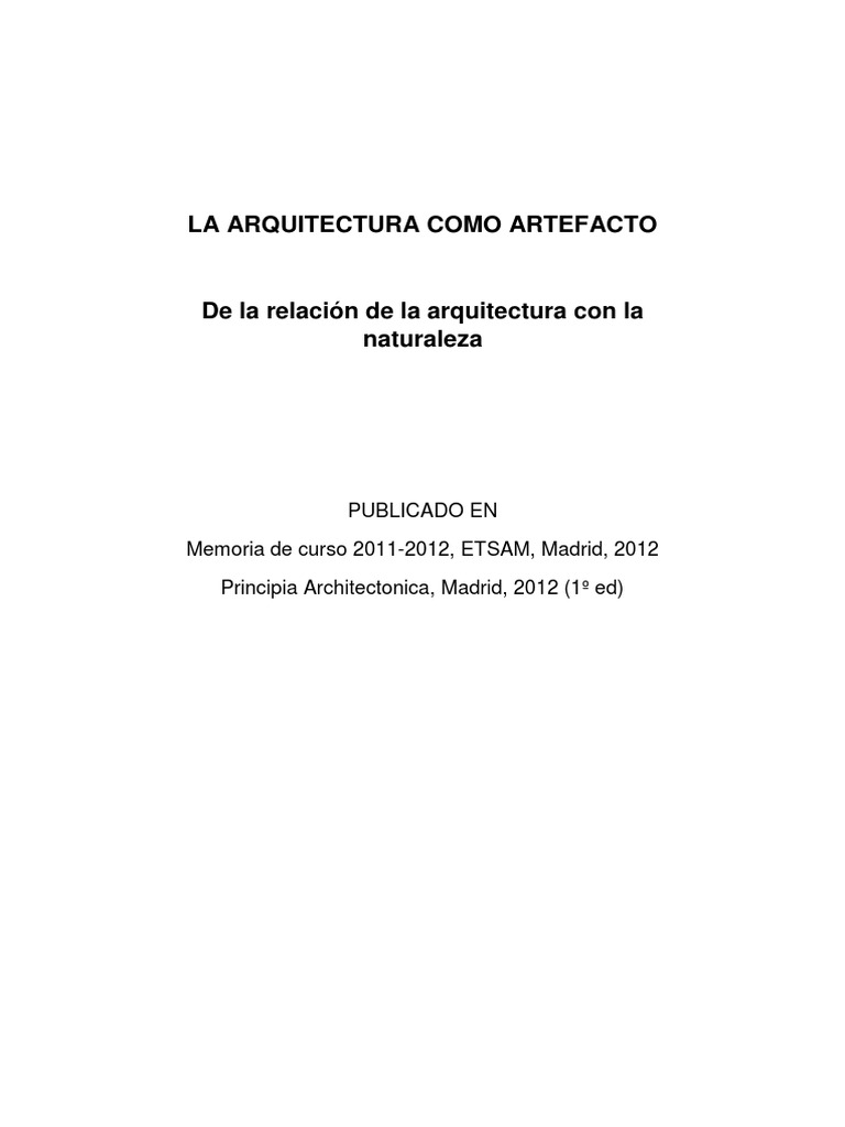 Principia Architectonica - La Arquitectura Como Artefacto | PDF ...
