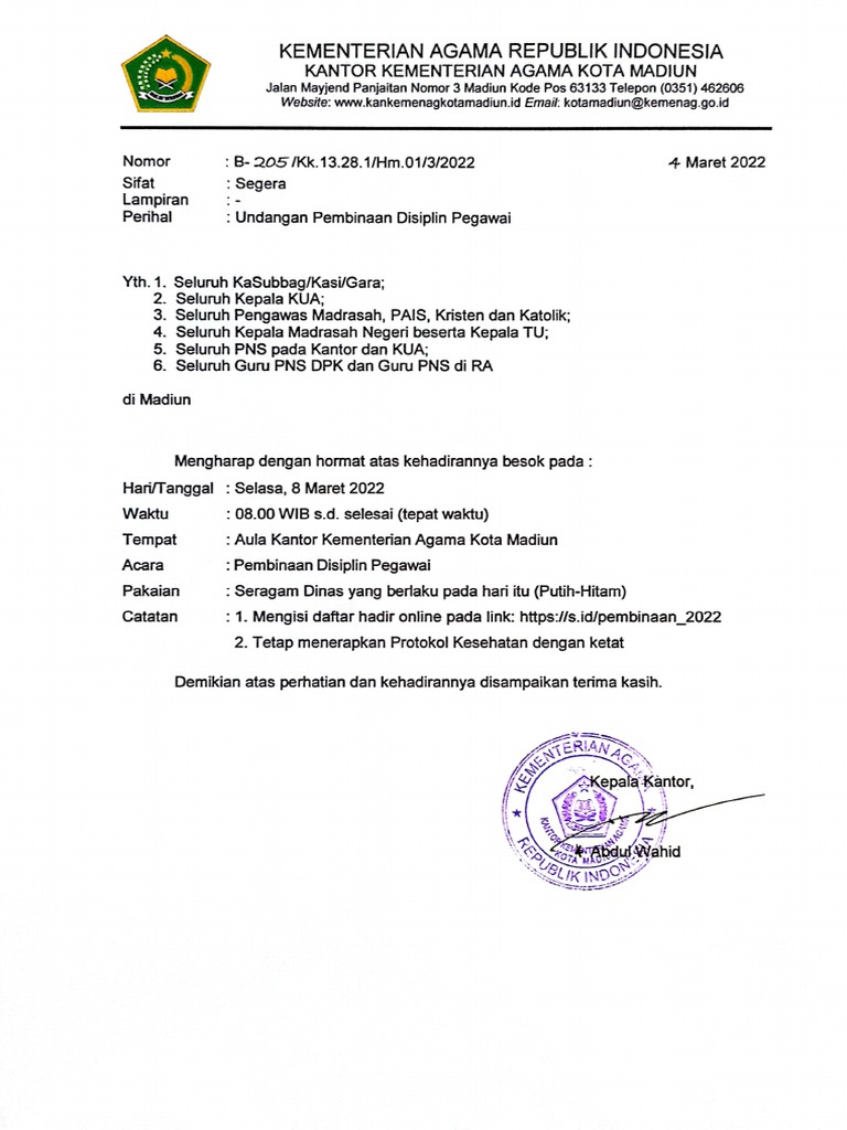 Undangan Pembinaan 080322 | PDF