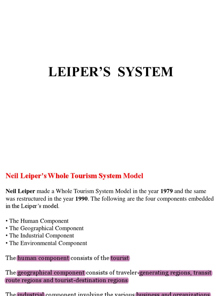 Leiper's Tourism System Model | PDF | Business