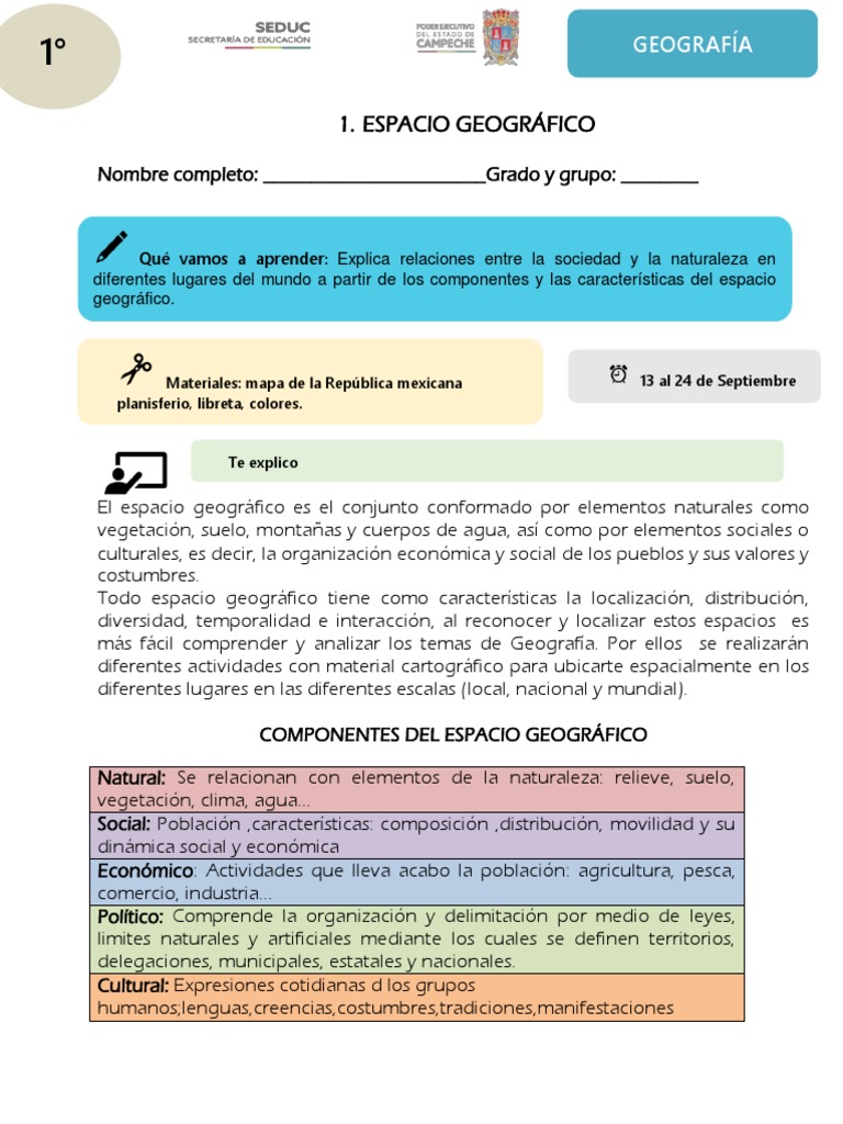 Ficha 1 - Geo | PDF | Geografía | Naturaleza