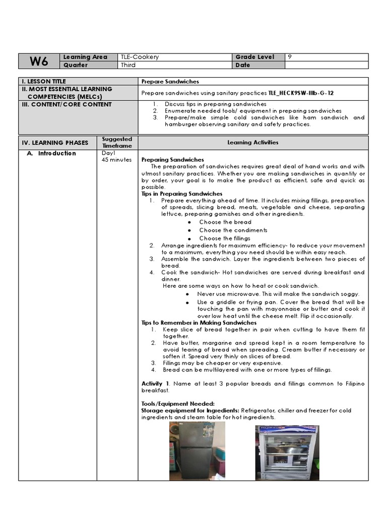 Cookery9 W6 | PDF | Sandwich | Hamburgers